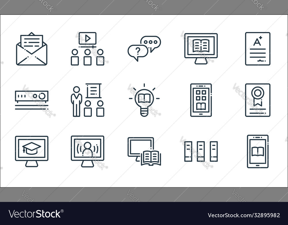 Online learning line icons linear set quality Vector Image