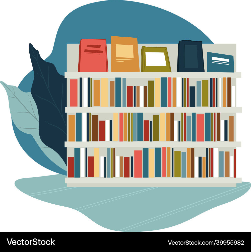 Publication and books at bookstore school library Vector Image