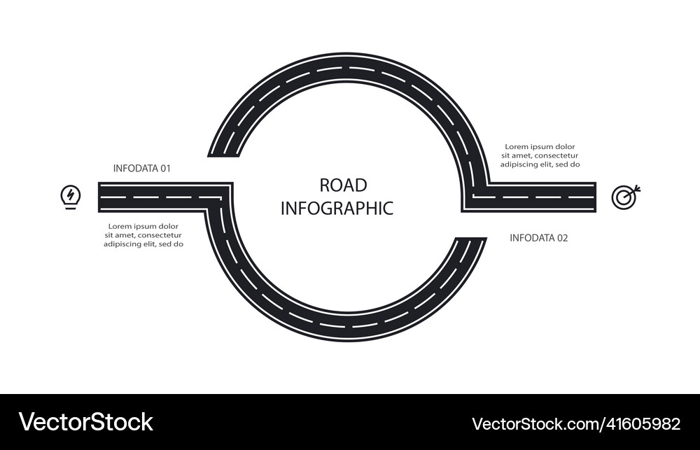 Road concept for infographic with 2 steps options Vector Image