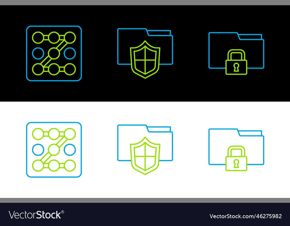 Set line folder and lock graphic password Vector Image Set line folder and lock graphic password Vector Image