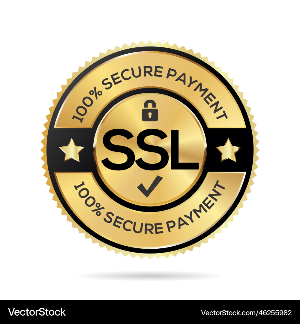 Ssl certified gold and black label 1 Royalty Free Vector