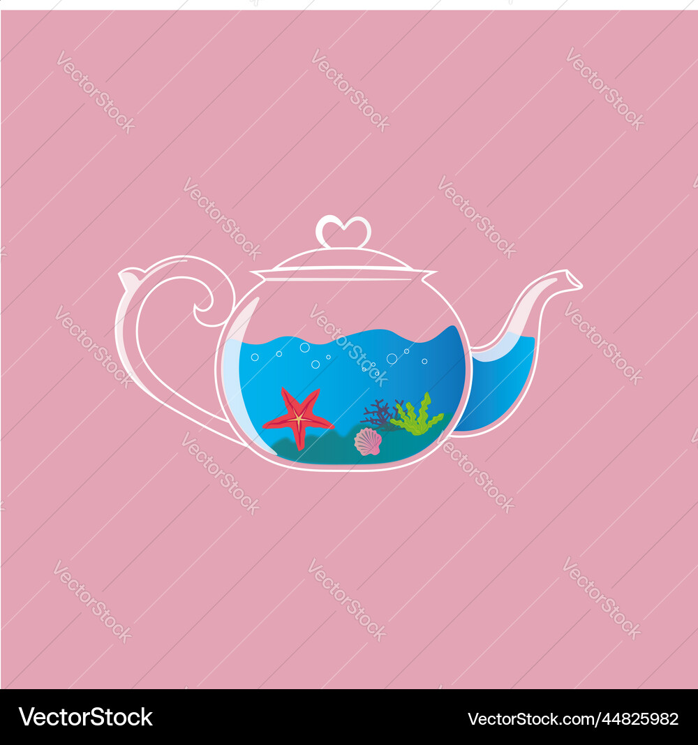 Teapot with the sea Royalty Free Vector Image - VectorStock