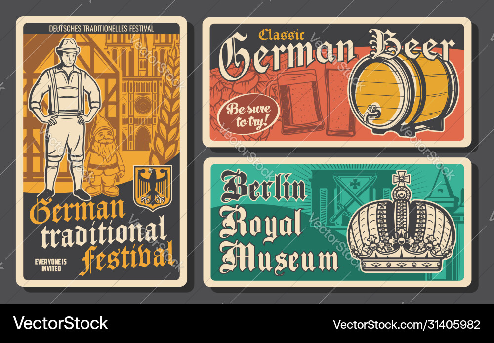 Travel to germany retro posters Royalty Free Vector Image