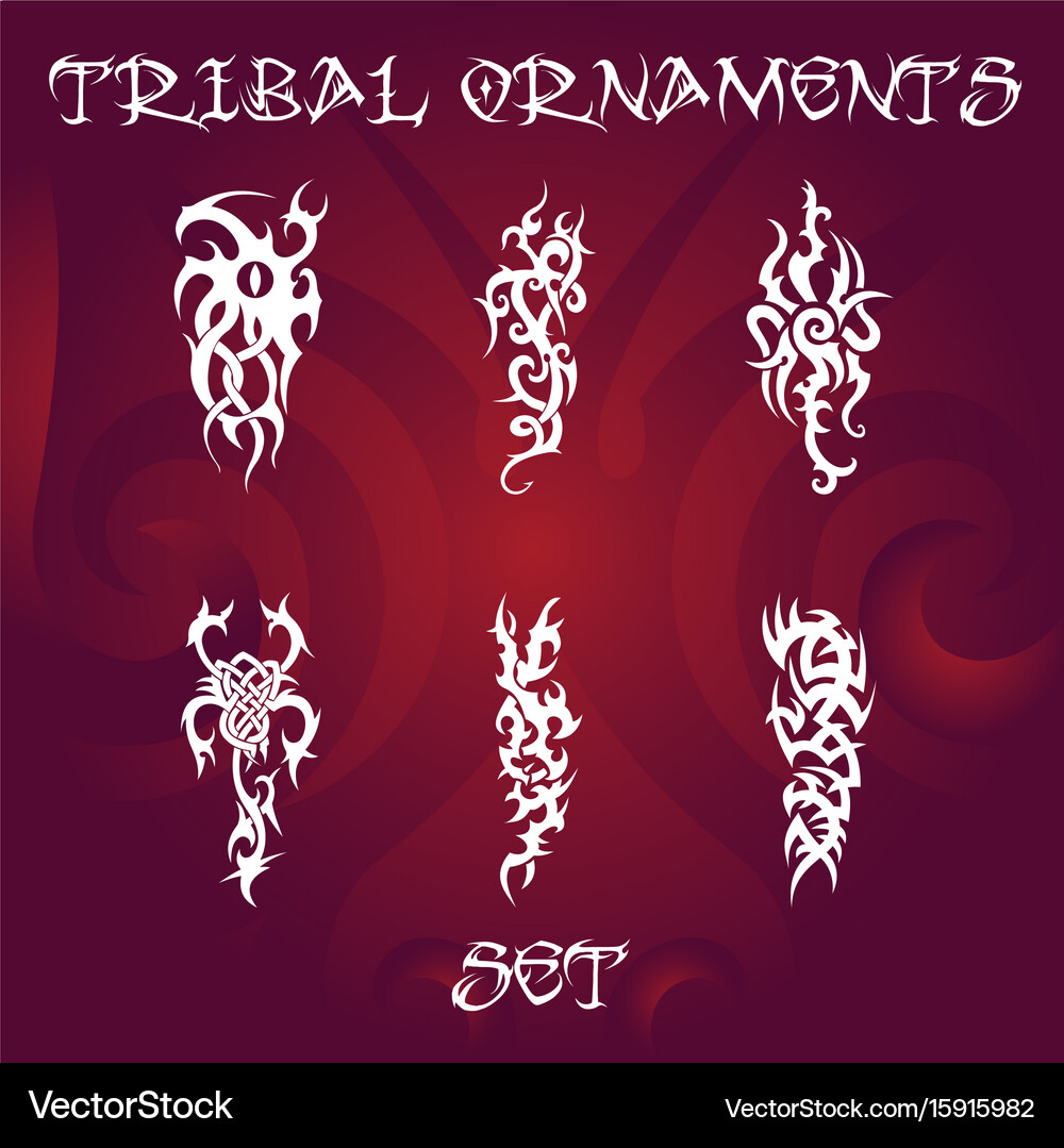 Tribal design elements and tattoo ornaments set Vector Image