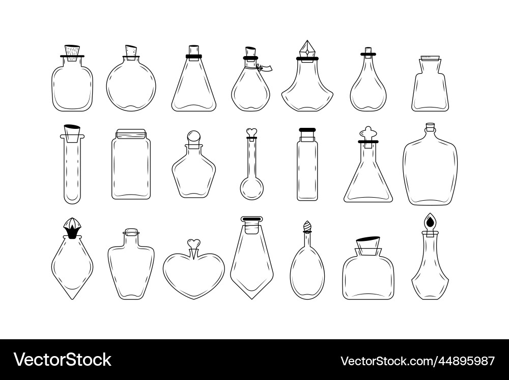 A set of flasks icons for creating magic bottles Vector Image