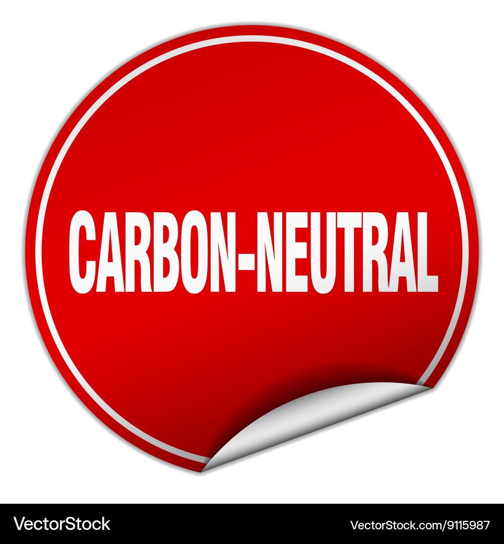 Carbon-neutral round red sticker isolated on white