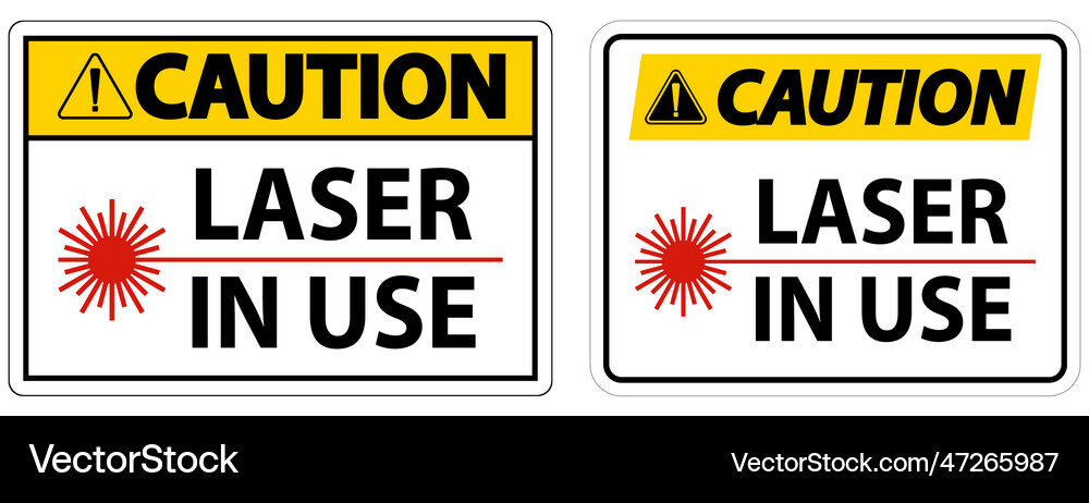 Caution laser in use symbol sign on white Vector Image
