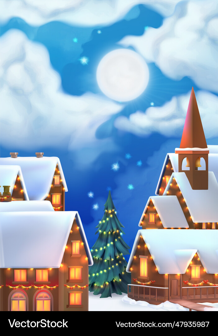 Christmas background village Royalty Free Vector Image