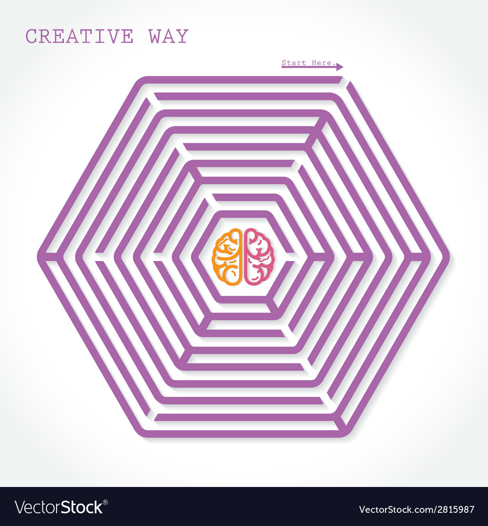 Creative hexagon maze way concept Royalty Free Vector Image