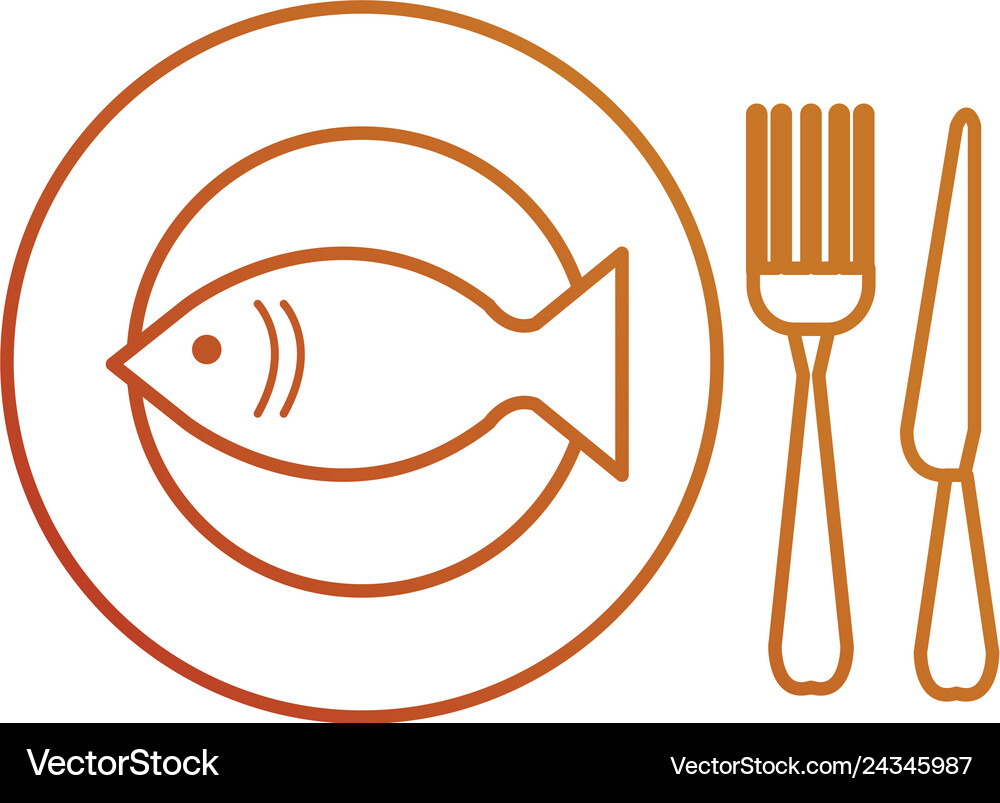 Fresh fish in dish with cutleries Royalty Free Vector Image