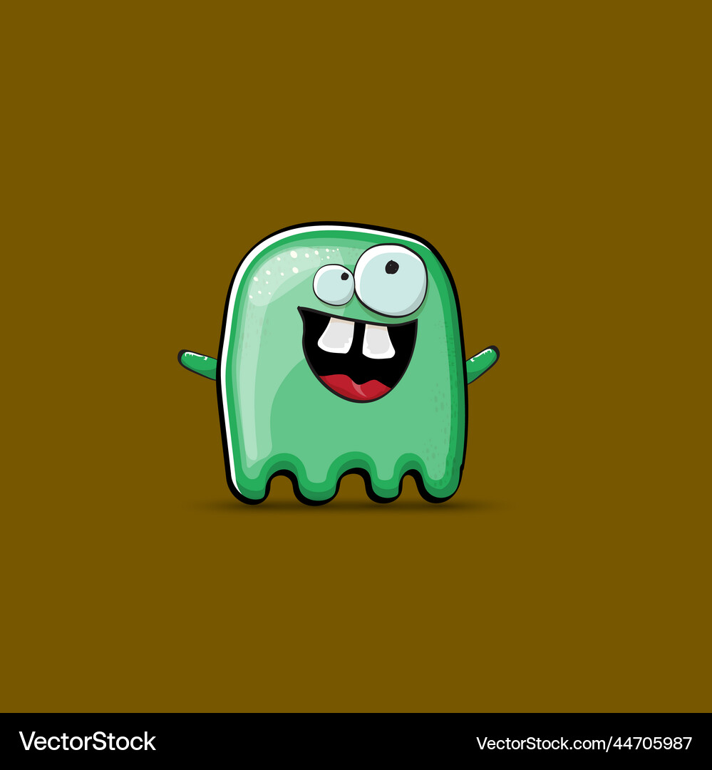 Funny cute smiling green ghost monster isolated Vector Image
