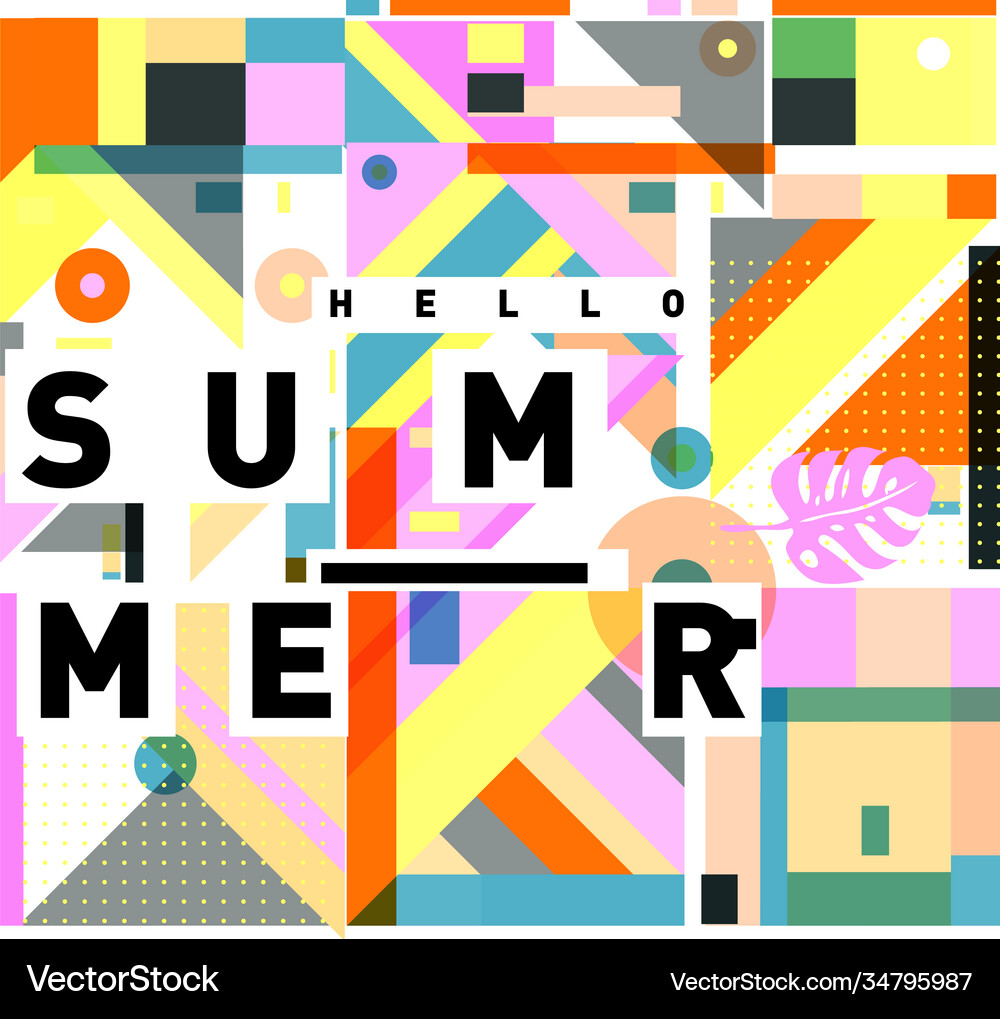 Geometric memphis summer collection poster design Vector Image