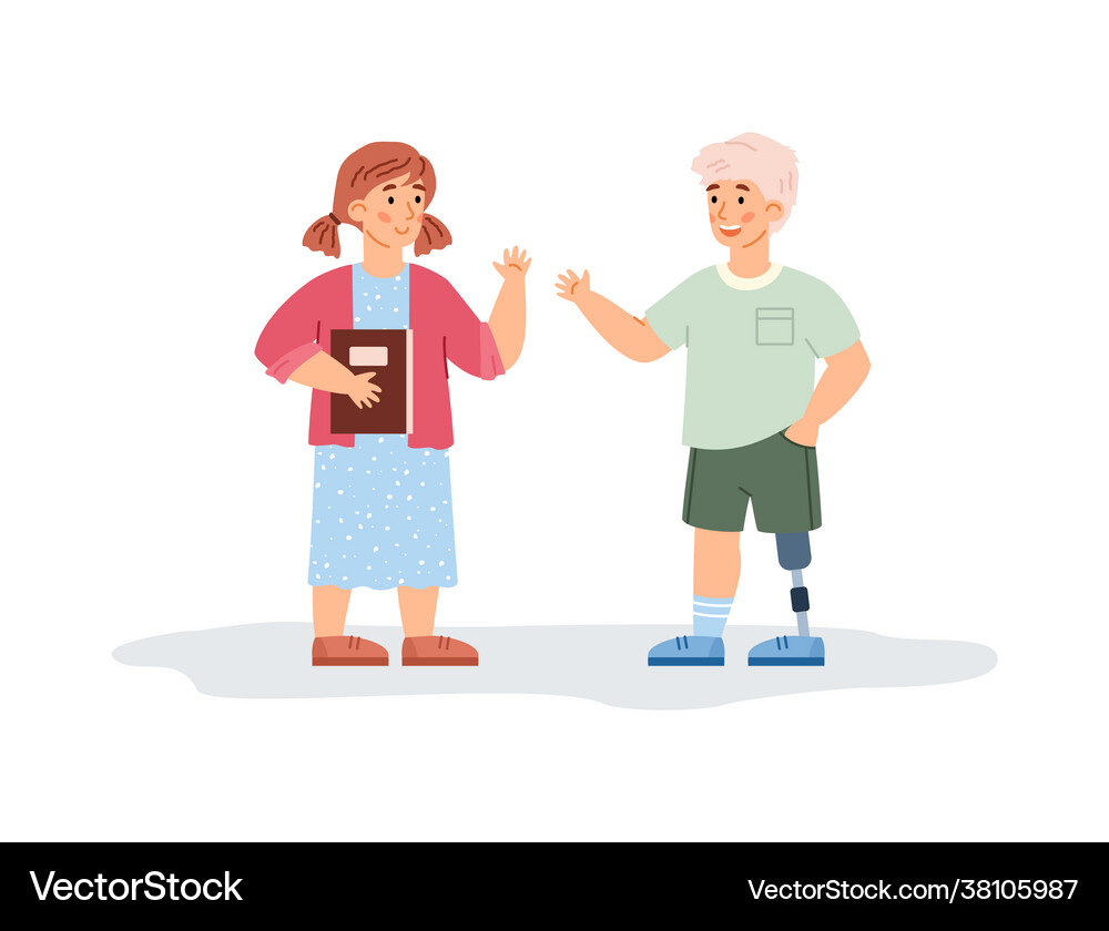 Group children including disabled boy cartoon Vector Image