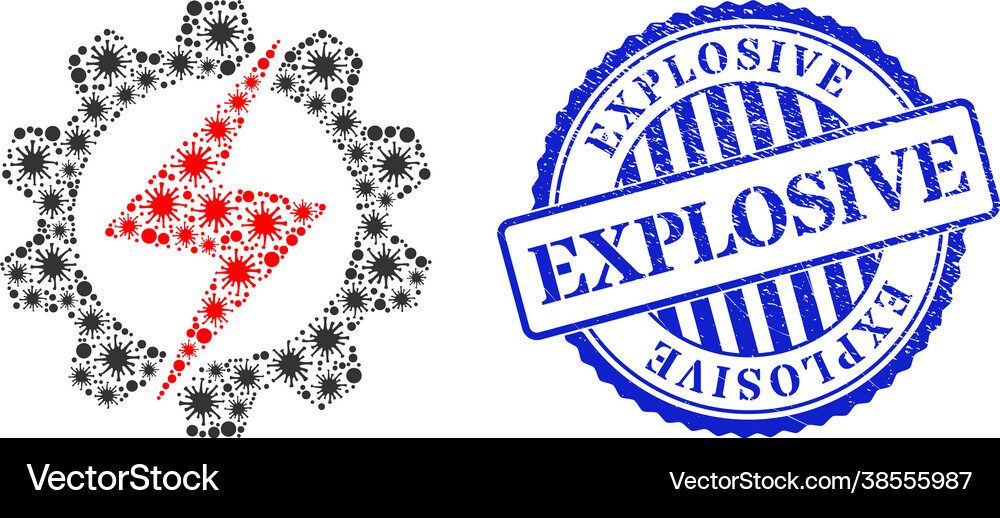 Grunge explosive stamp seal and cell energy Vector Image