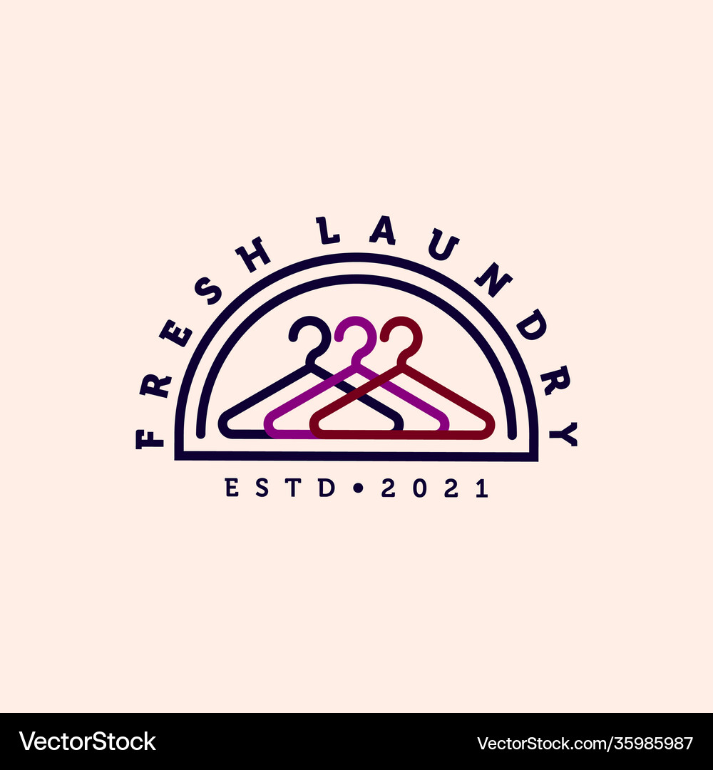 Hanger laundry minimalist line art logo design Vector Image