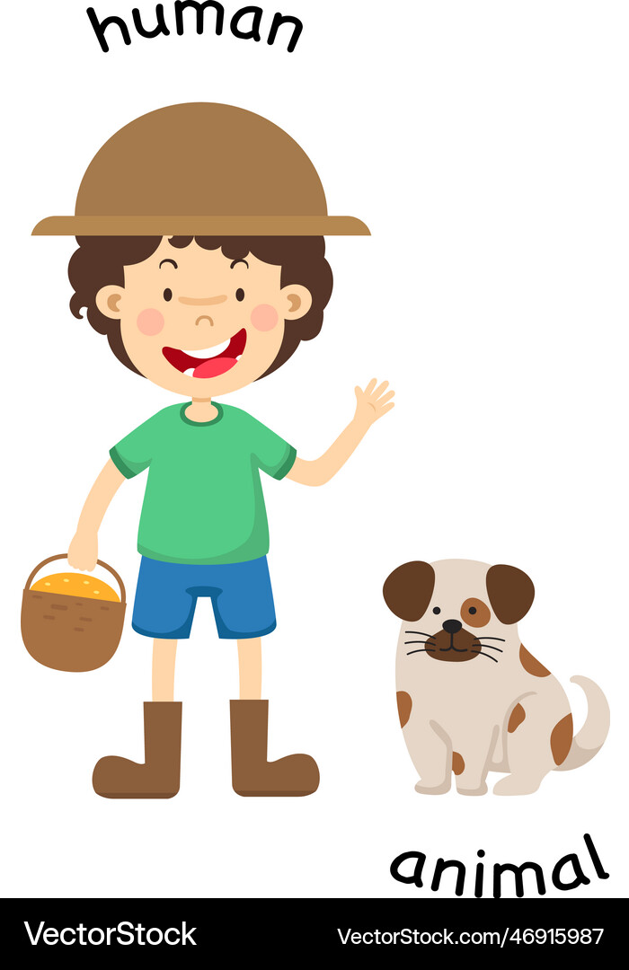 Opposite human and animal Royalty Free Vector Image