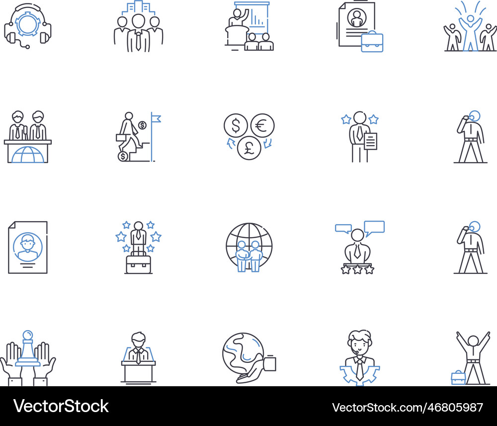 Political system line icons collection democracy Vector Image