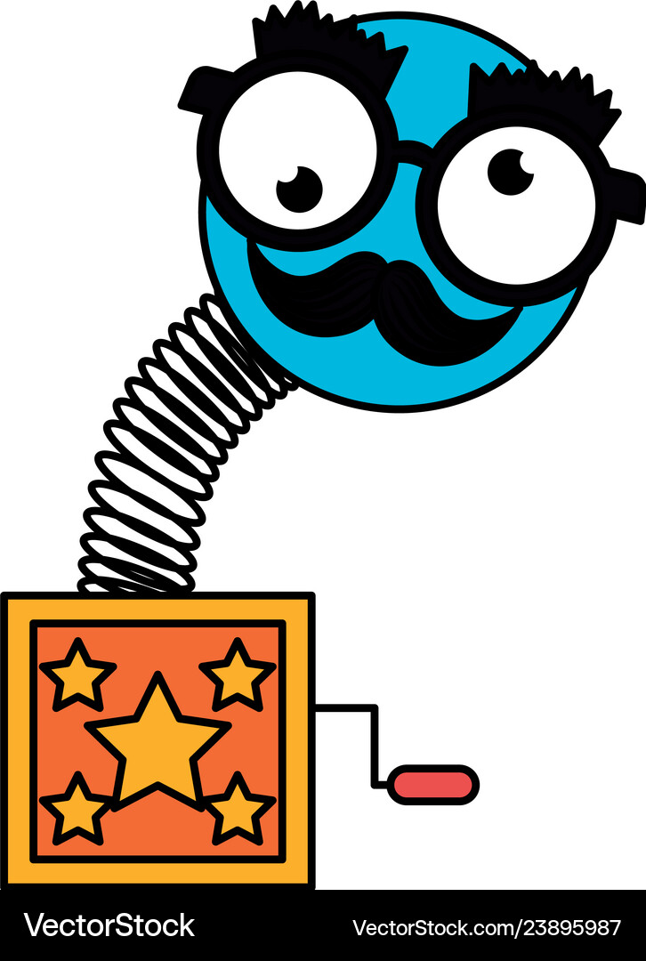 Surprise box with happy fool face Royalty Free Vector Image