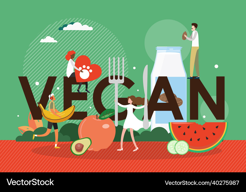 Vegan lifestyle typography banner template Vector Image