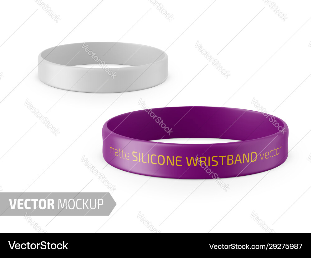 White matte silicone wristband mockup Royalty Free Vector