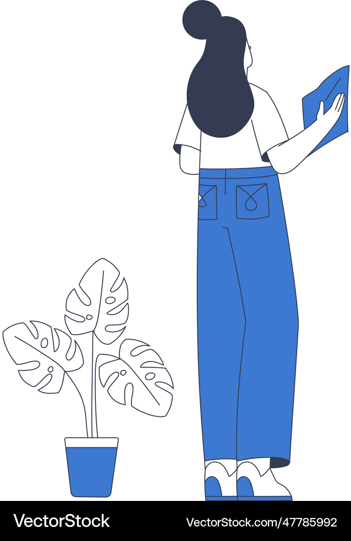 Cleaning service with professional woman worker Vector Image