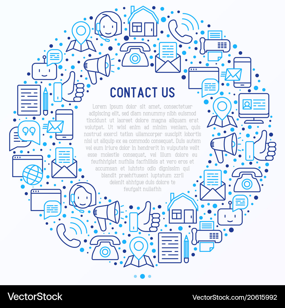 Contact us concept in circle with thin line icons Vector Image