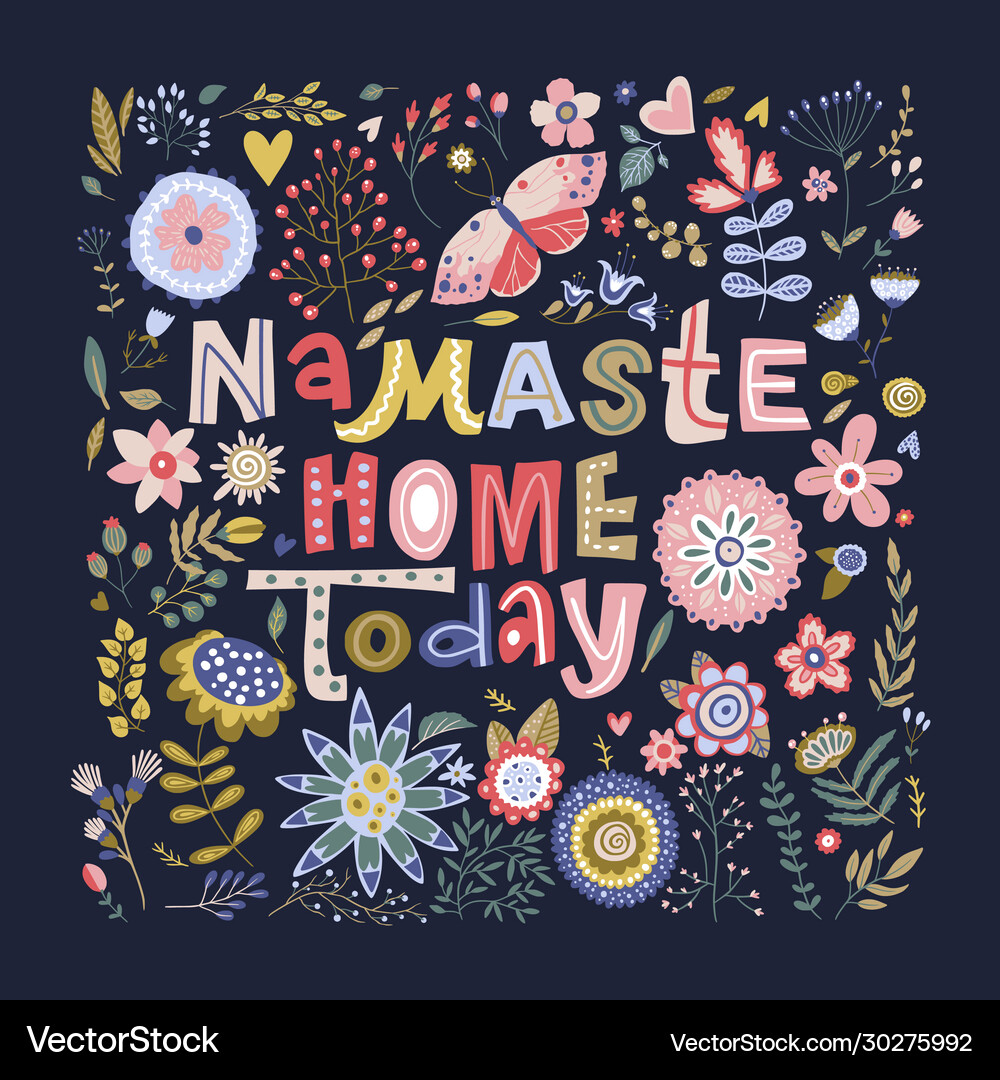 Floral color lettering card Royalty Free Vector Image