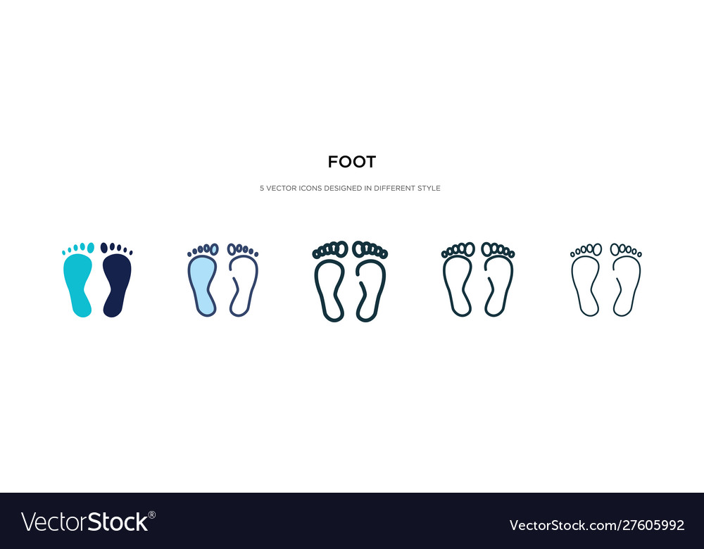 Foot icon in different style two colored Vector Image