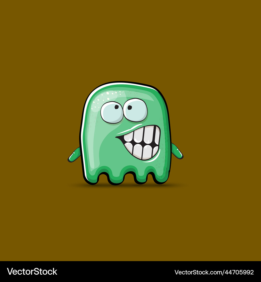 Funny cute smiling green ghost monster isolated Vector Image