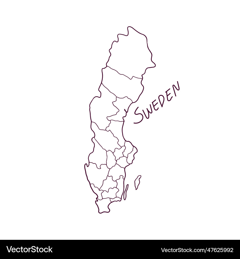 Hand drawn doodle map of sweden Royalty Free Vector Image