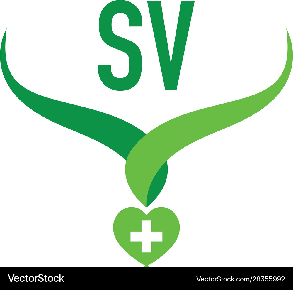 Initial letter sv creative health green logo Vector Image