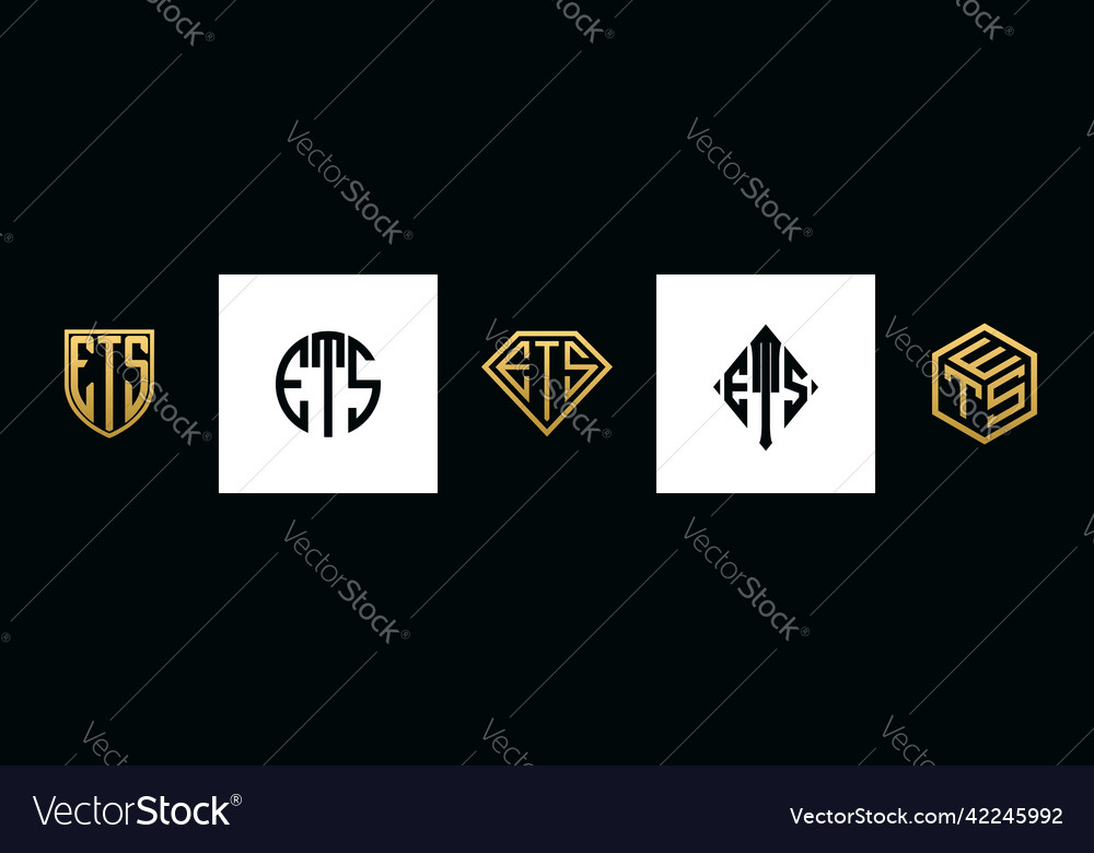 Initial letters ets logo designs bundle Royalty Free Vector