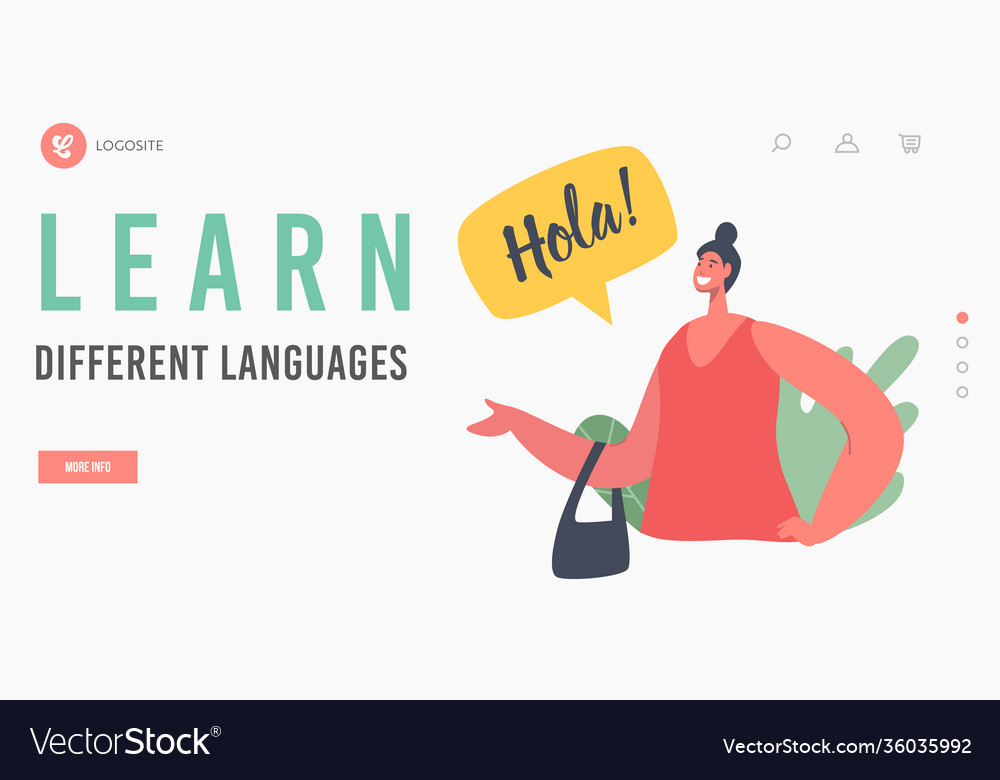 Learn different languages landing page template Vector Image