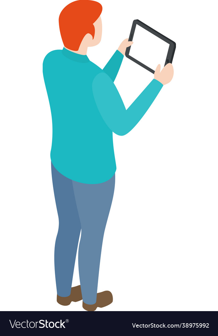 Man using tablet Royalty Free Vector Image - VectorStock