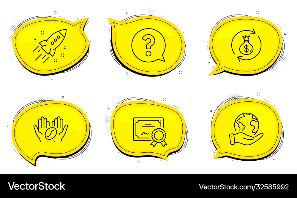 Money exchange question mark and coffee icons set Vector Image