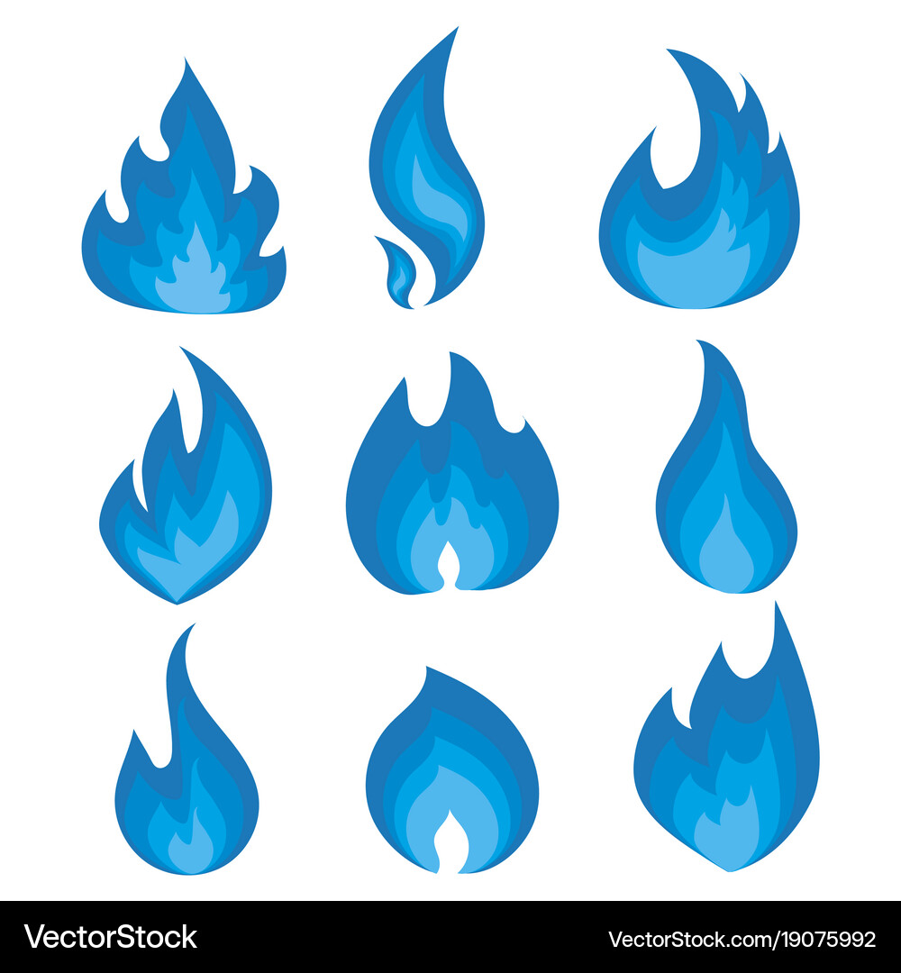 Set blue flames a collection of Royalty Free Vector Image
