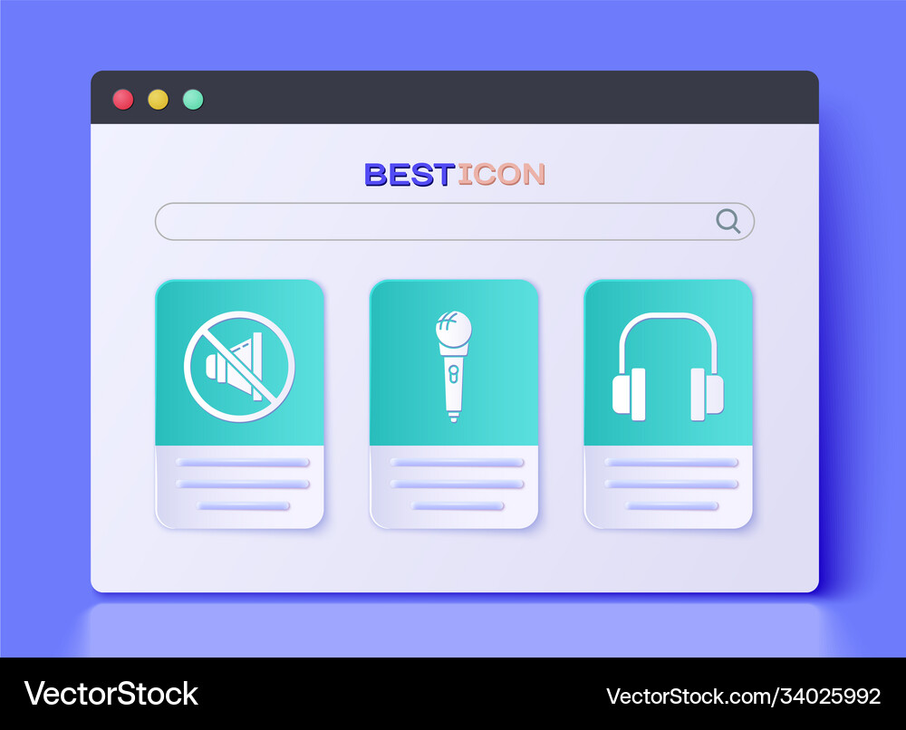 Set microphone speaker mute and headphones icon Vector Image