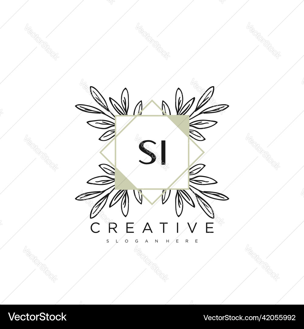 Si initial letter flower logo template premium art
