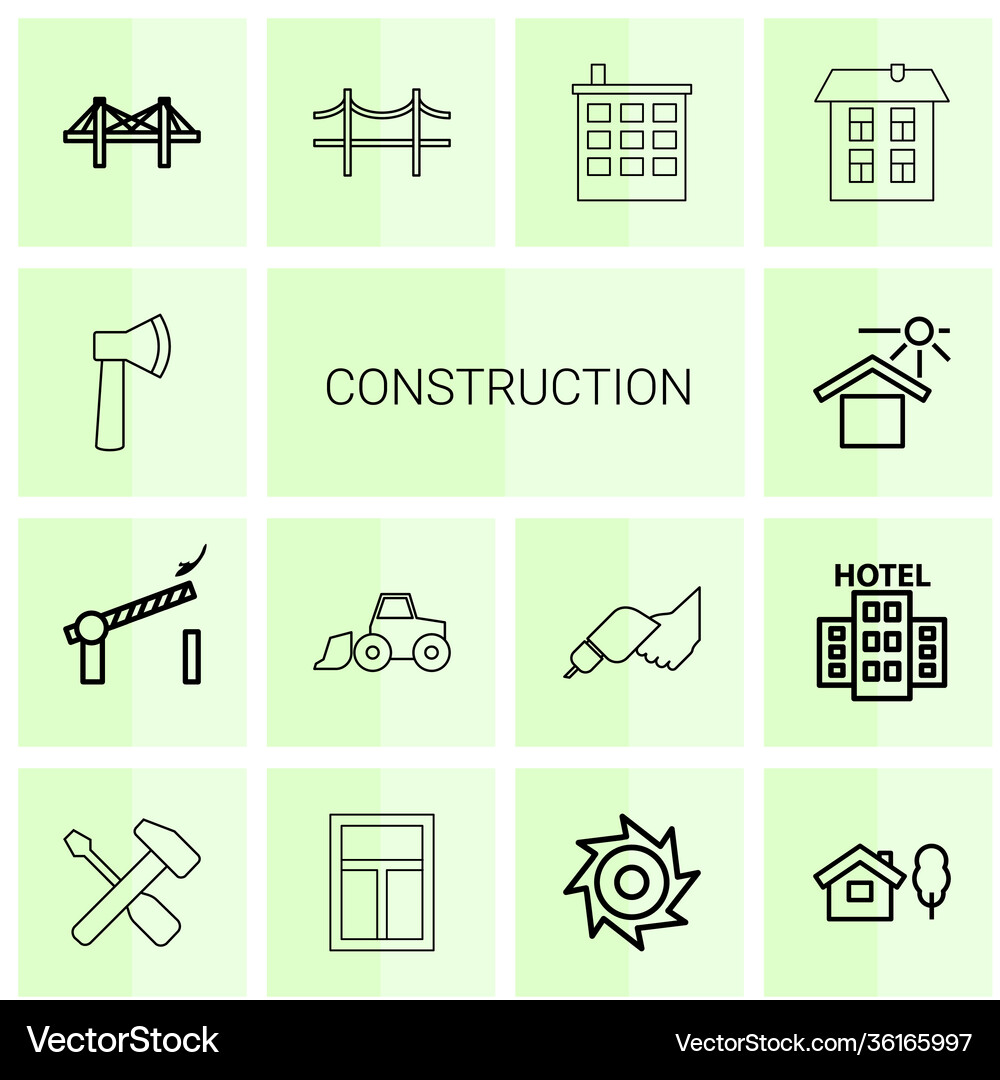 14 construction icons Royalty Free Vector Image