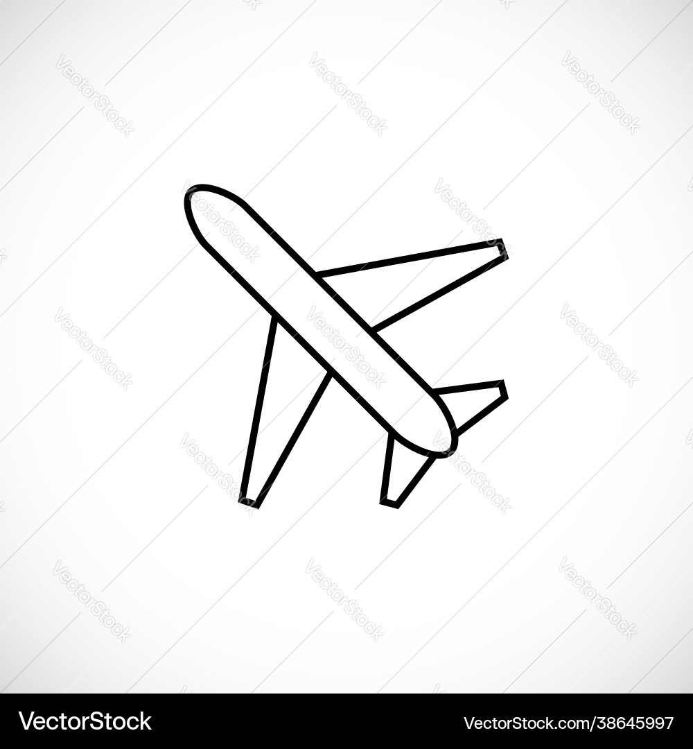 Aeroplane line icon isolated on white background Vector Image