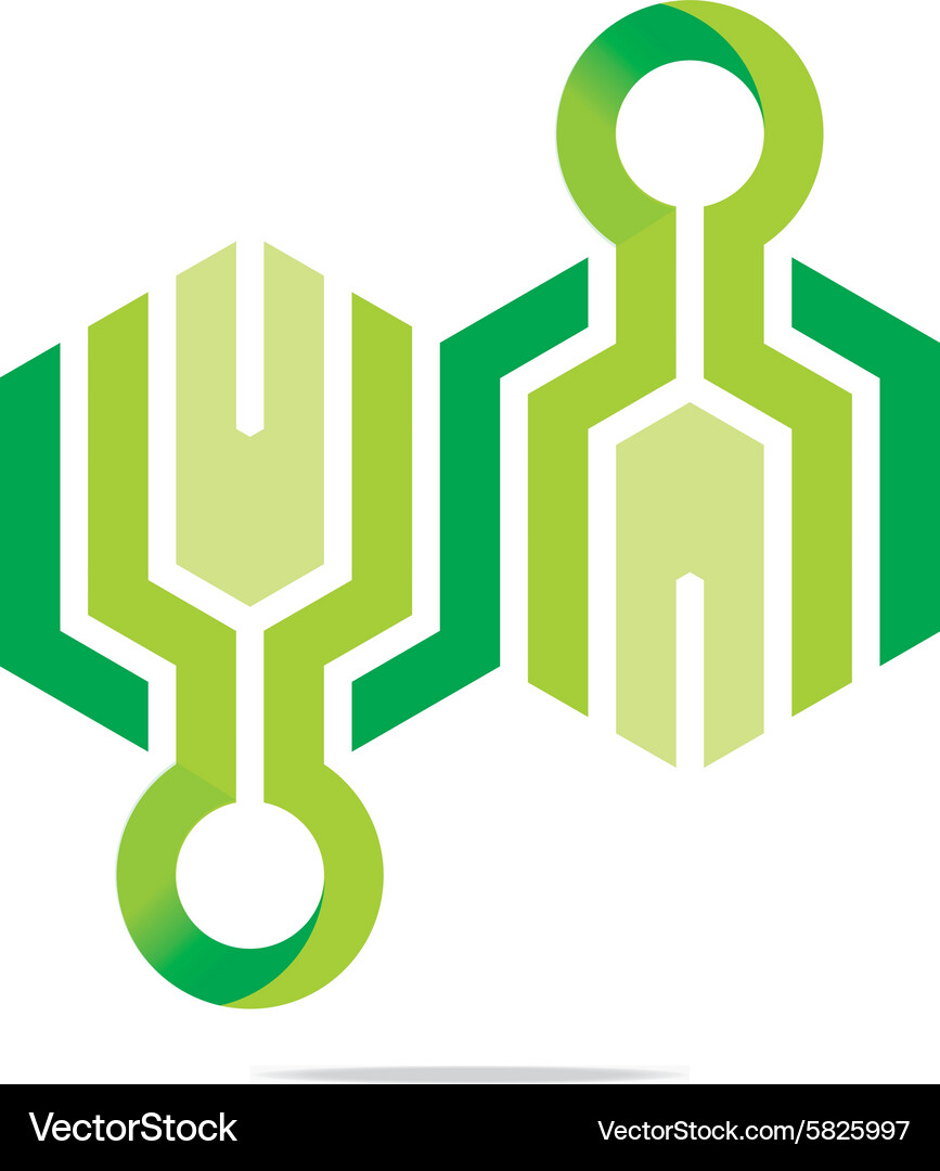 Arrow symbol hexa connecting icon Royalty Free Vector Image