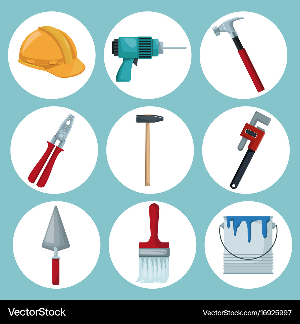 Construction Tool Icons - Circular Set Royalty Free Vector