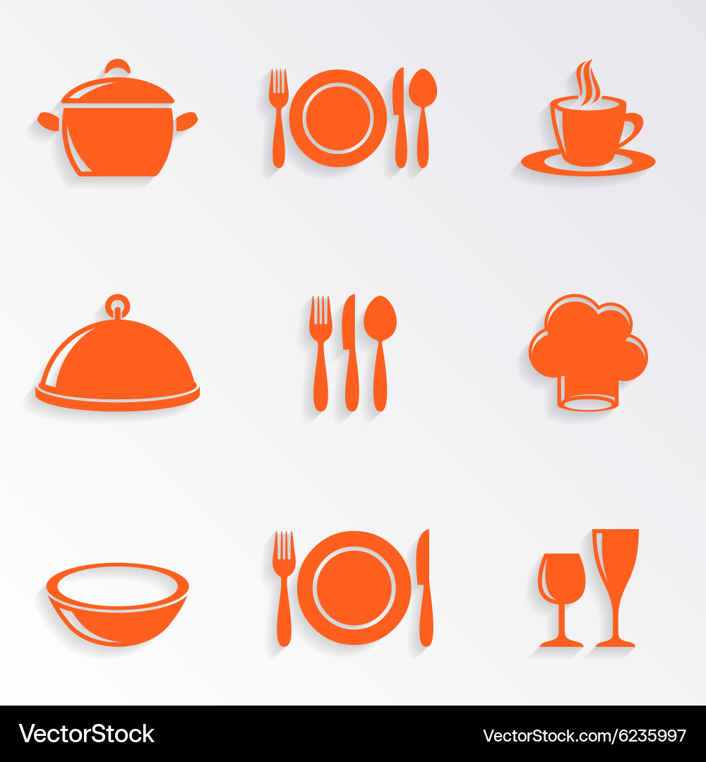 Cooking and kitchen restaurant menu icons Vector Image