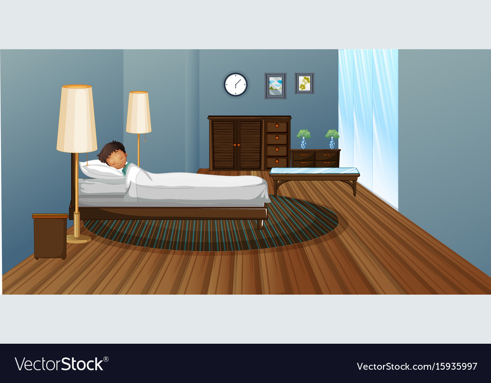 Little boy sleeping in bedroom Royalty Free Vector Image