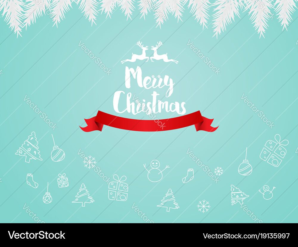Merry christmas with logo hand draw Royalty Free Vector