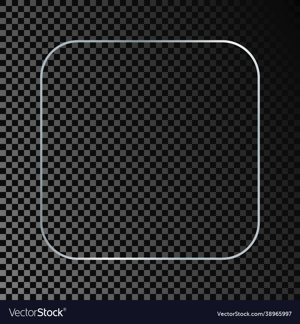Silver glowing rounded square frame Royalty Free Vector