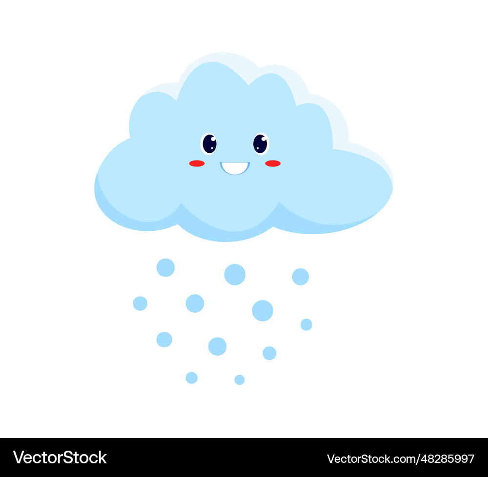 Smiling cloud and rain drops cartoon character Vector Image