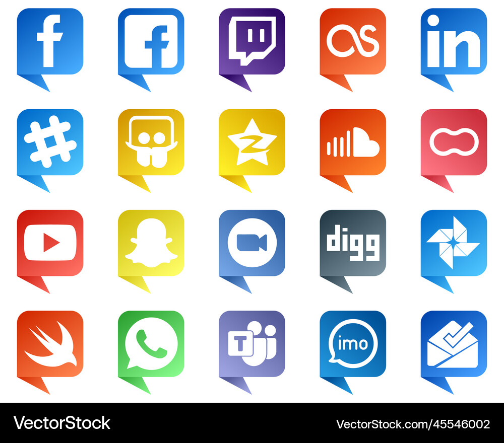 20 professional chat bubble style social media Vector Image