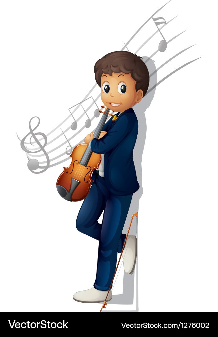 A musician with a violin and musical notes Vector Image