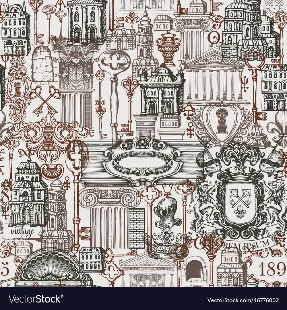 Abstract seamless pattern on ancient architecture Vector Image